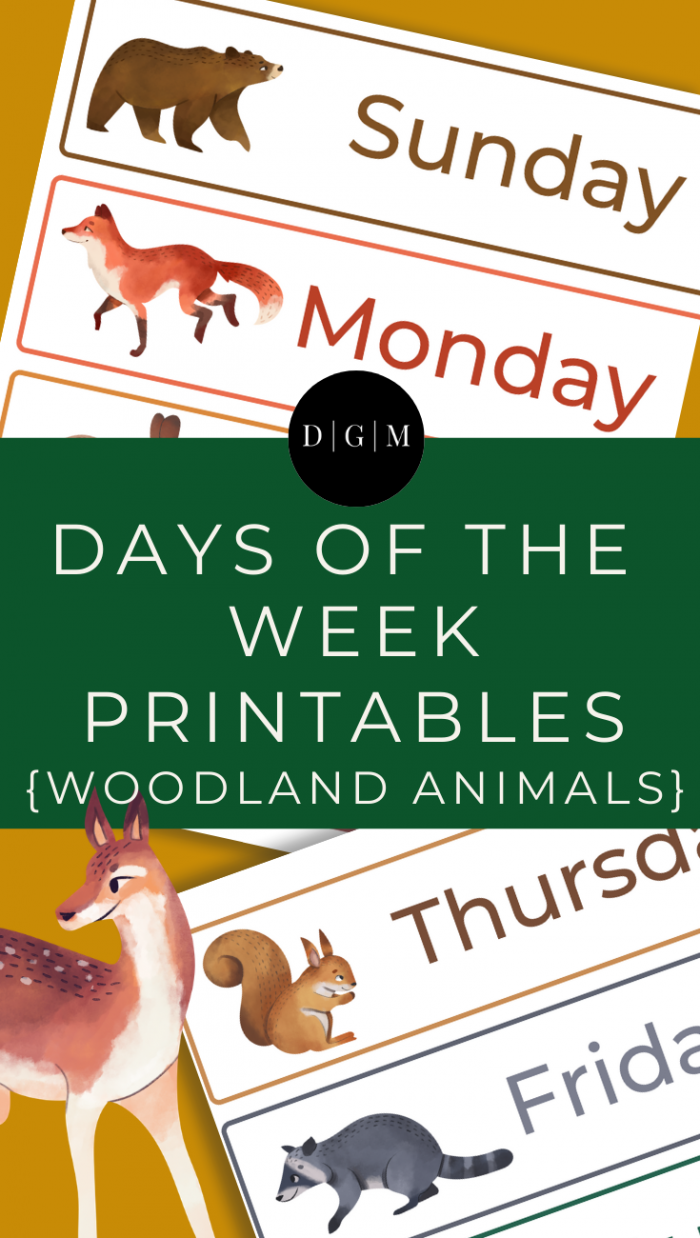 Days of the Week Printable {Woodland Animals} – The {DGM} Printable Shop